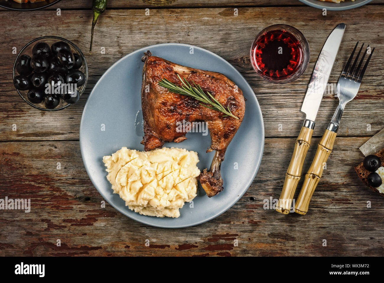 Lunch, chicken legs, Fried chicken, top view, copy space Stock Photo ...