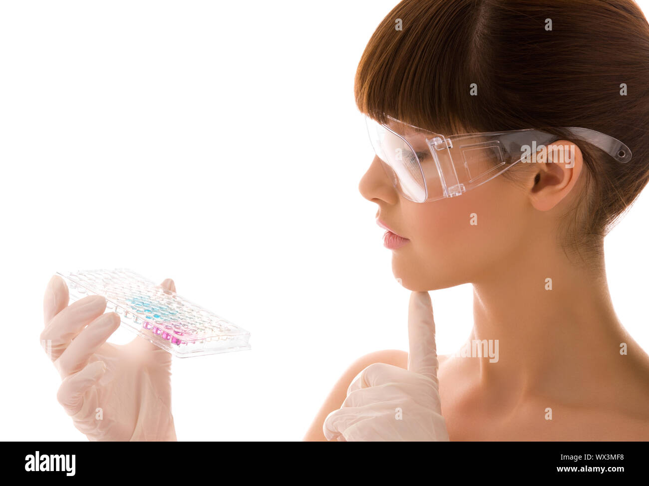 closeup of beautiful lab worker holding up reagents Stock Photo - Alamy