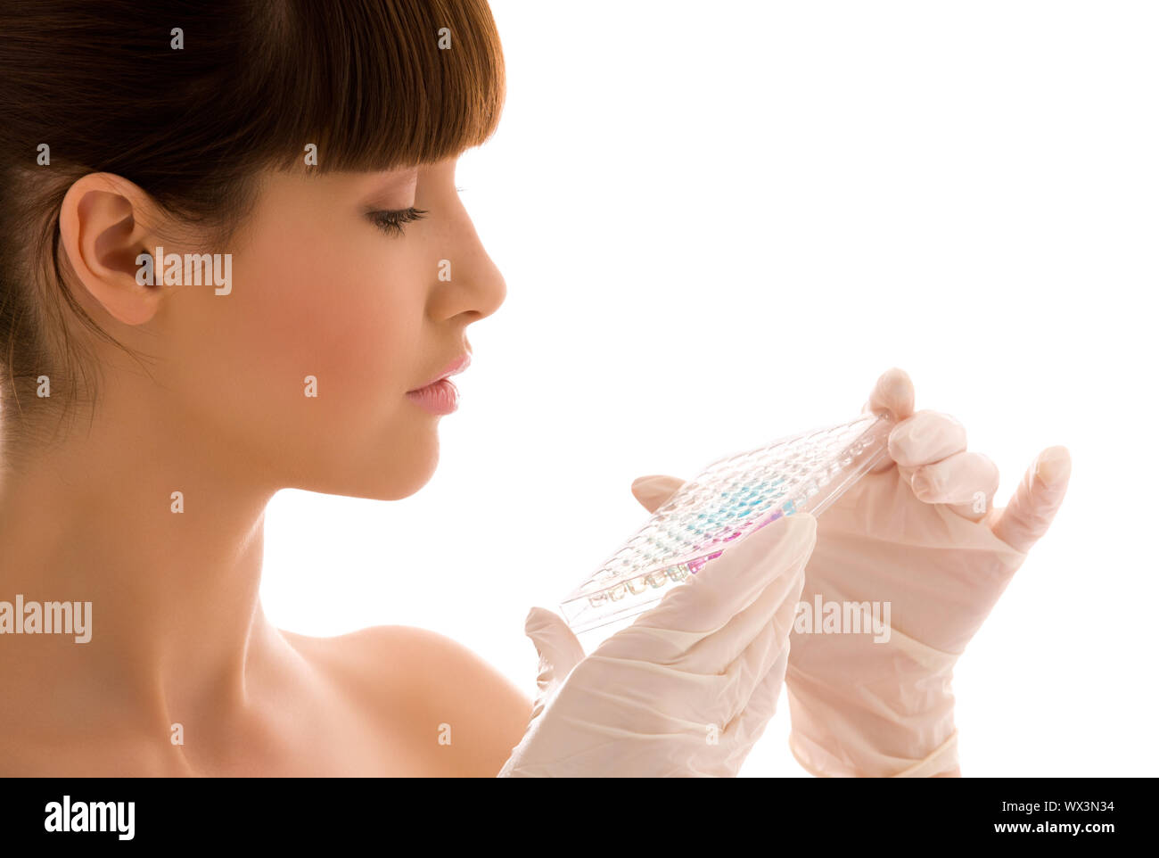closeup of beautiful lab worker holding up reagents Stock Photo - Alamy