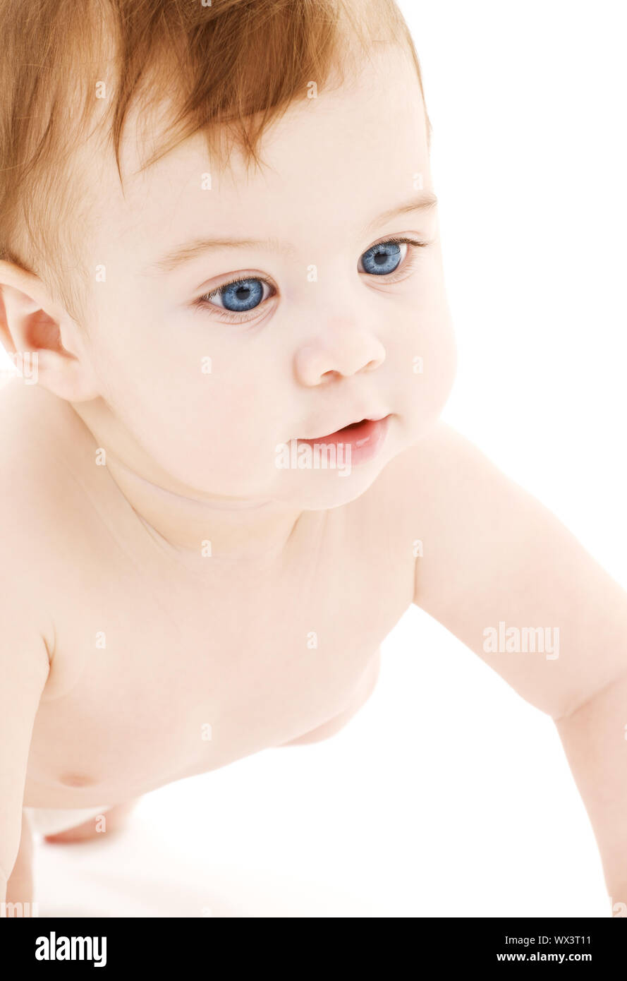 picture of crawling baby boy over white Stock Photo - Alamy