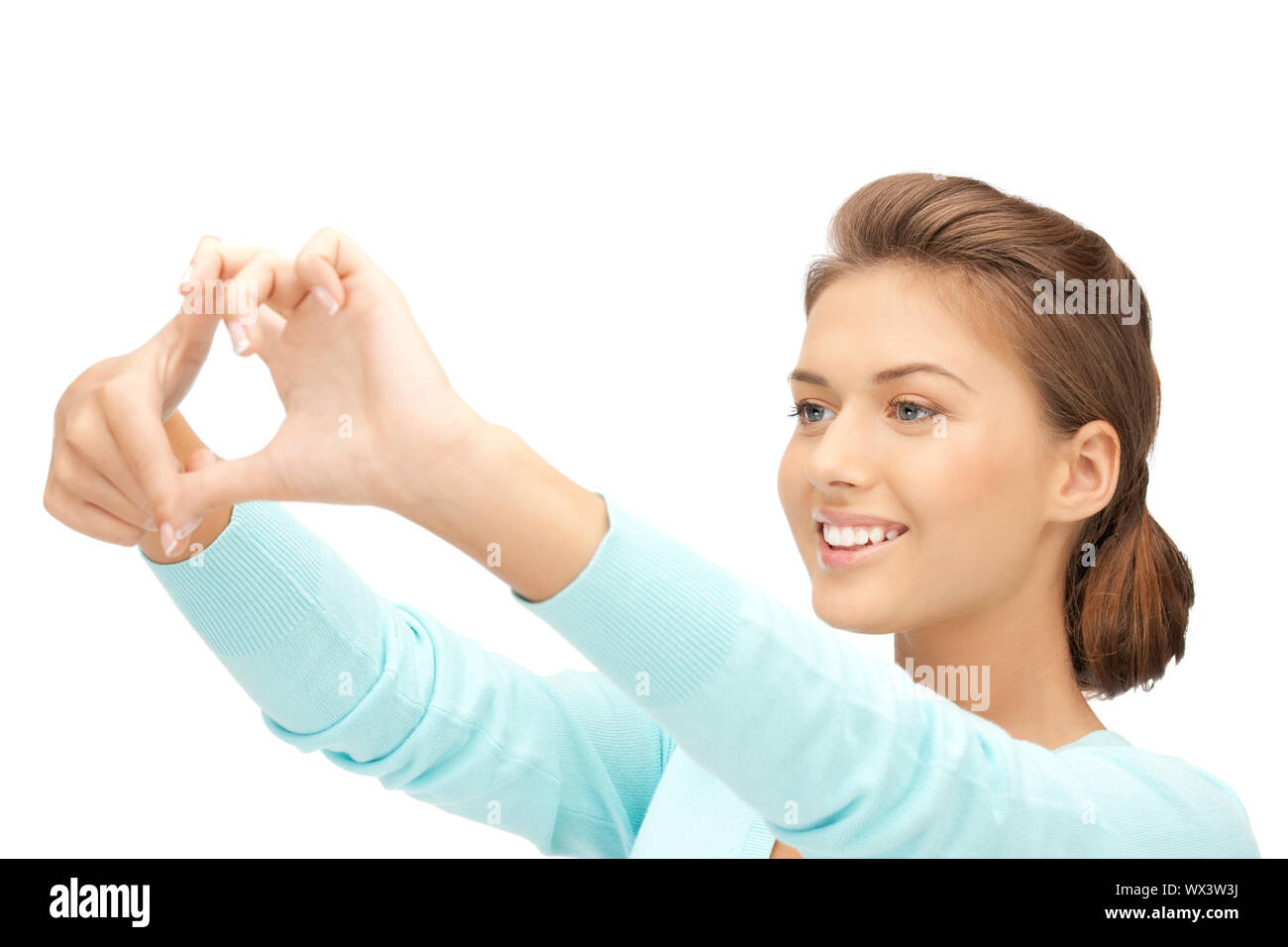 picture of lovely woman creating a frame with fingers Stock Photo - Alamy