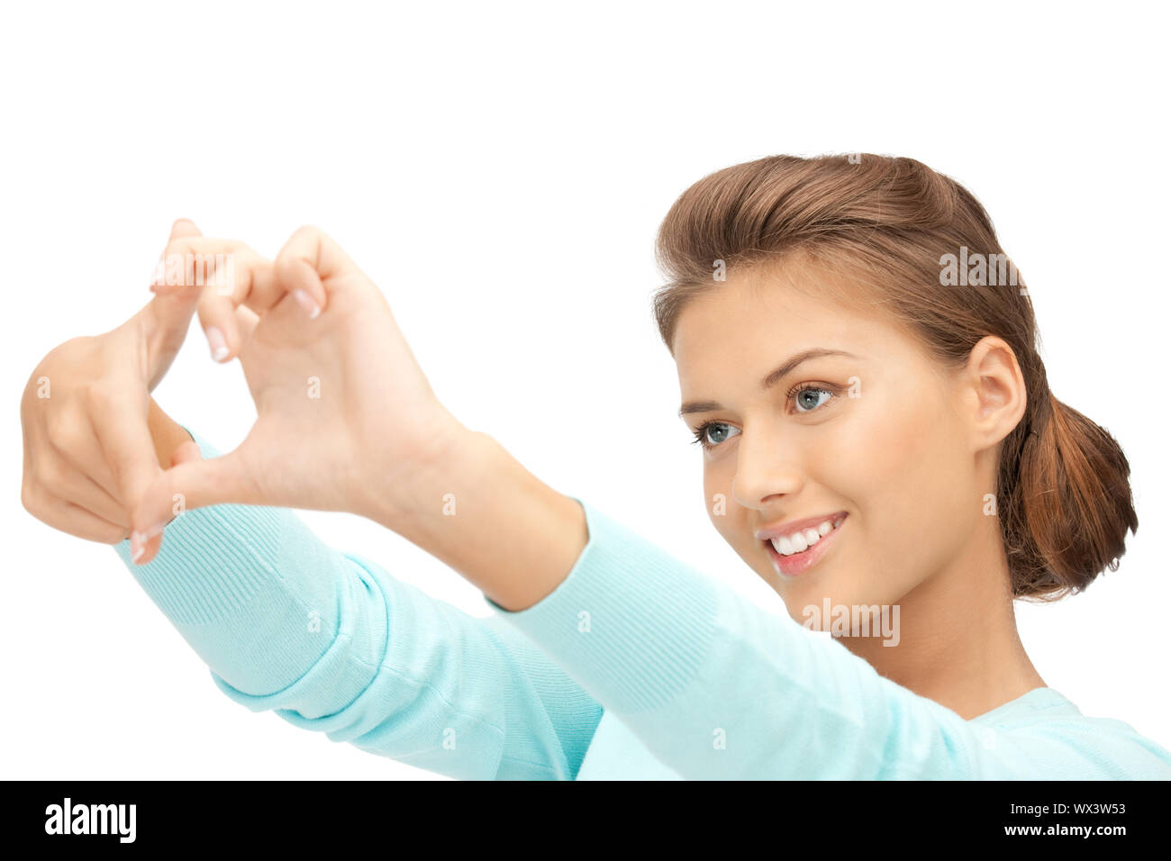 picture of lovely woman creating a frame with fingers Stock Photo - Alamy