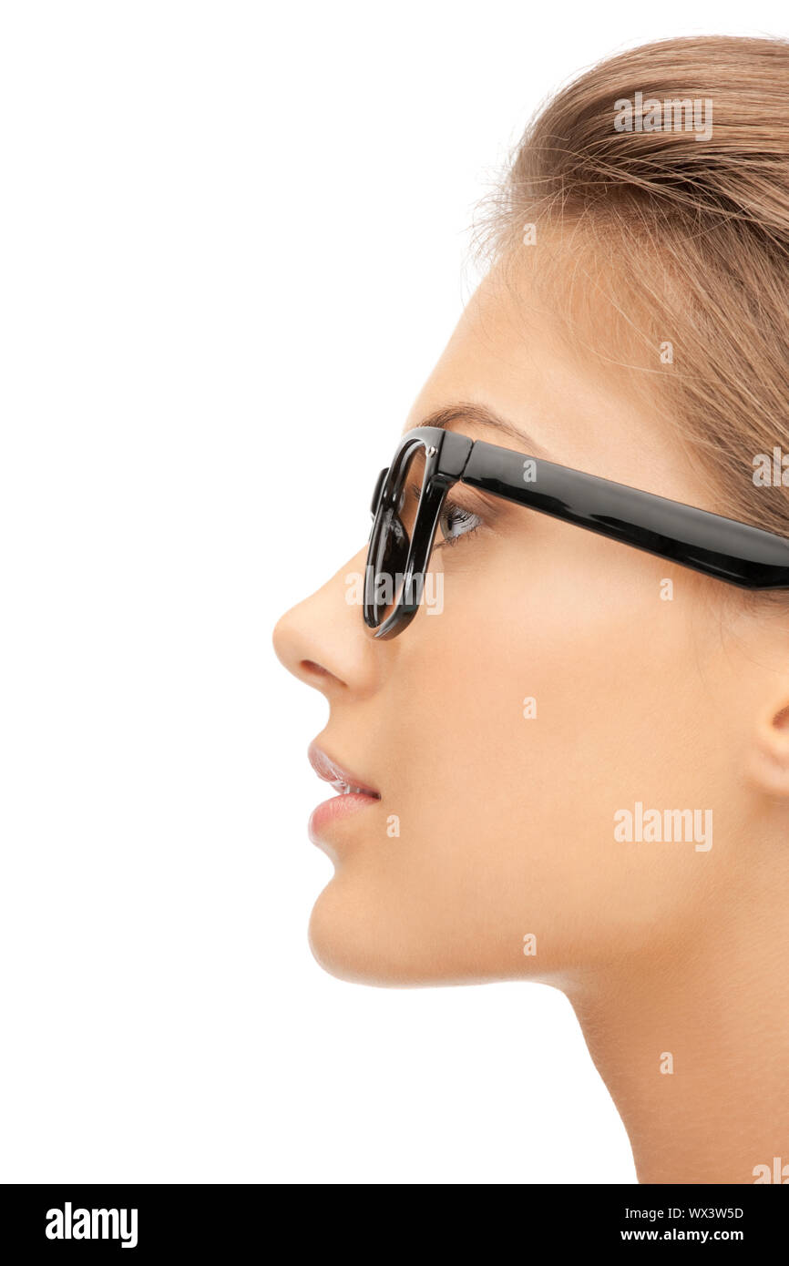 closeup picture of lovely woman in spectacles Stock Photo - Alamy