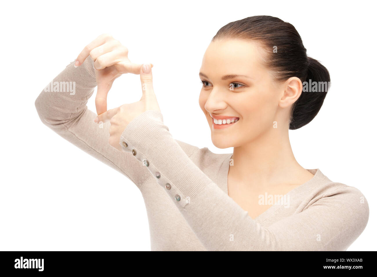 picture of lovely woman creating a frame with fingers Stock Photo - Alamy