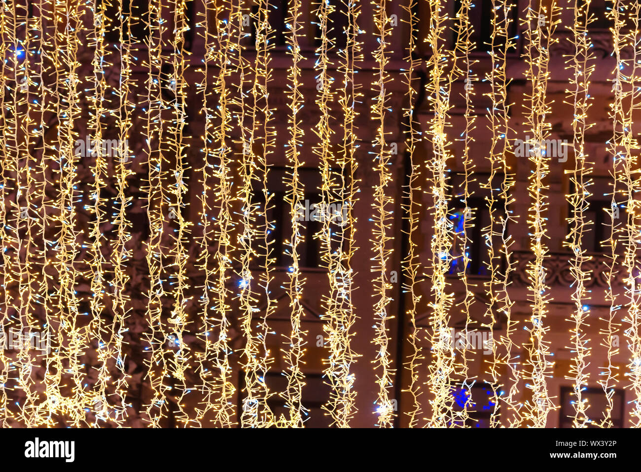 Christmas yellow lights for holiday background Stock Photo - Alamy