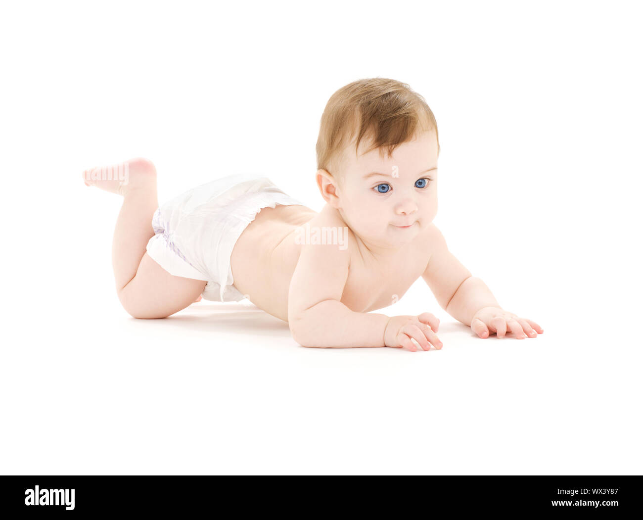 bright picture of crawling baby boy in diaper Stock Photo - Alamy