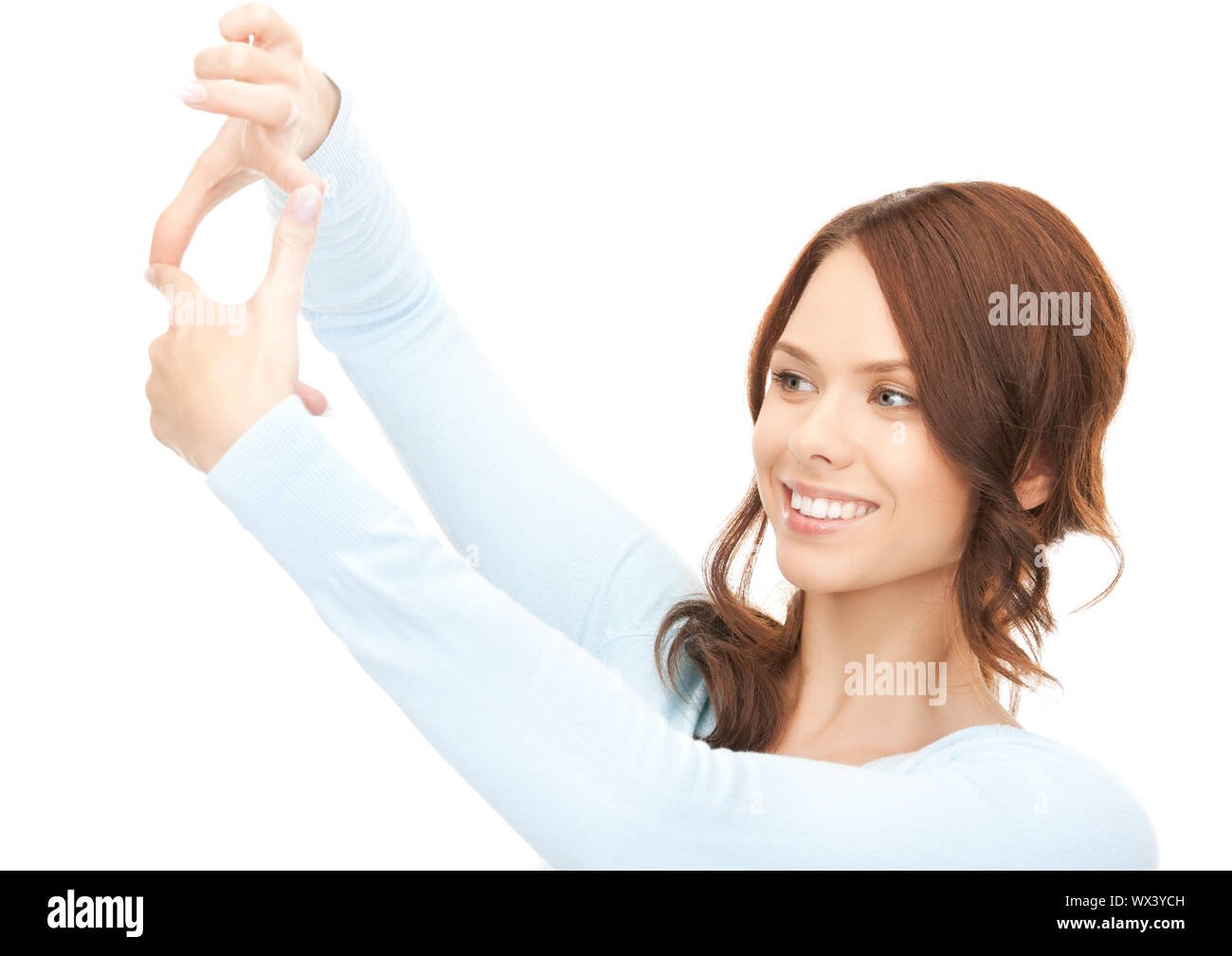 picture of lovely woman creating a frame with fingers Stock Photo - Alamy