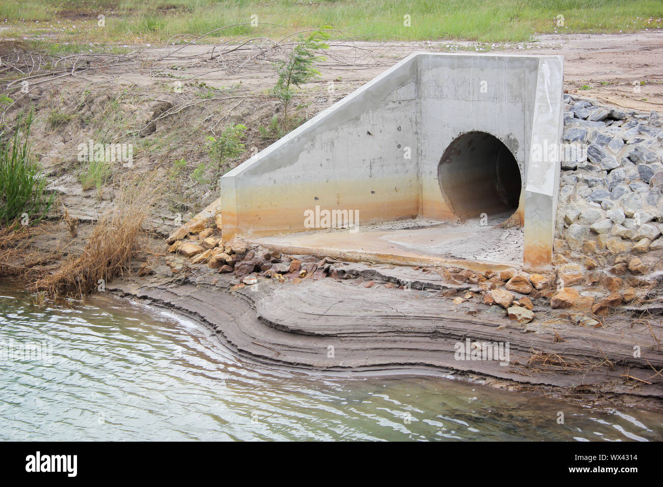 Sewer Hole of Water Treatment Pond Stock Photo - Alamy