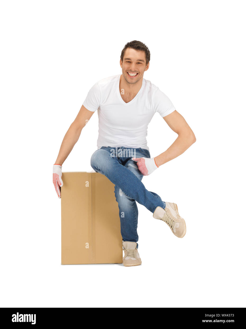 picture of handsome man with big box Stock Photo - Alamy