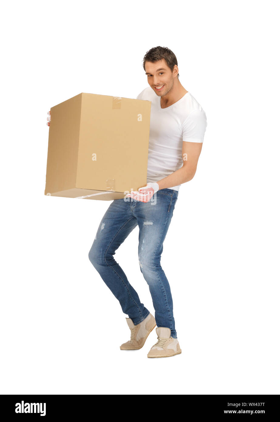 picture of handsome man with big box Stock Photo - Alamy