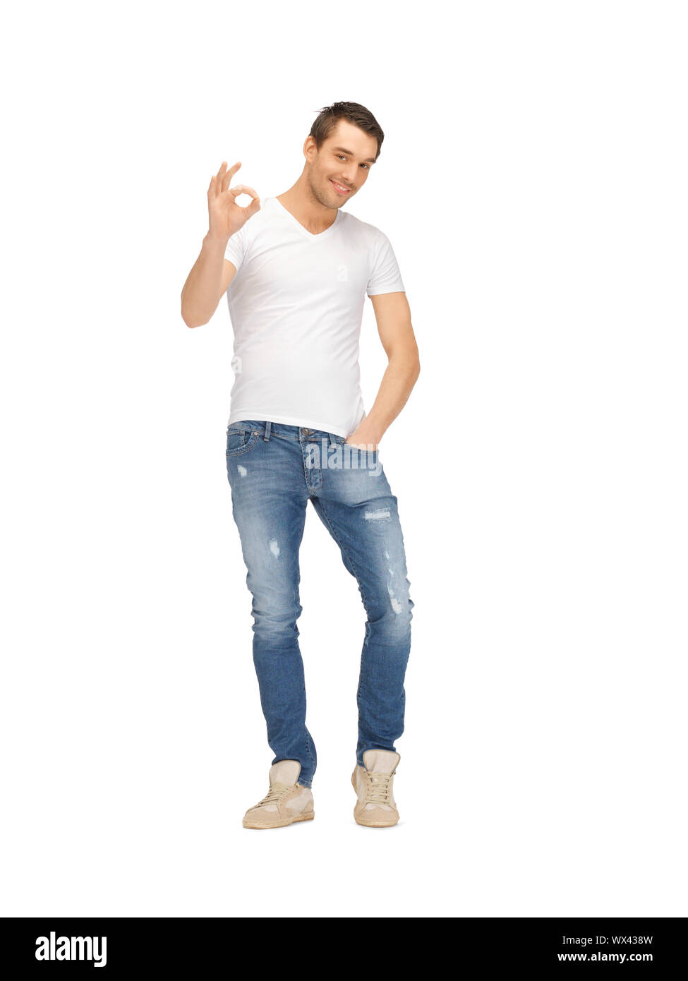 bright picture of handsome man showing ok sign Stock Photo - Alamy