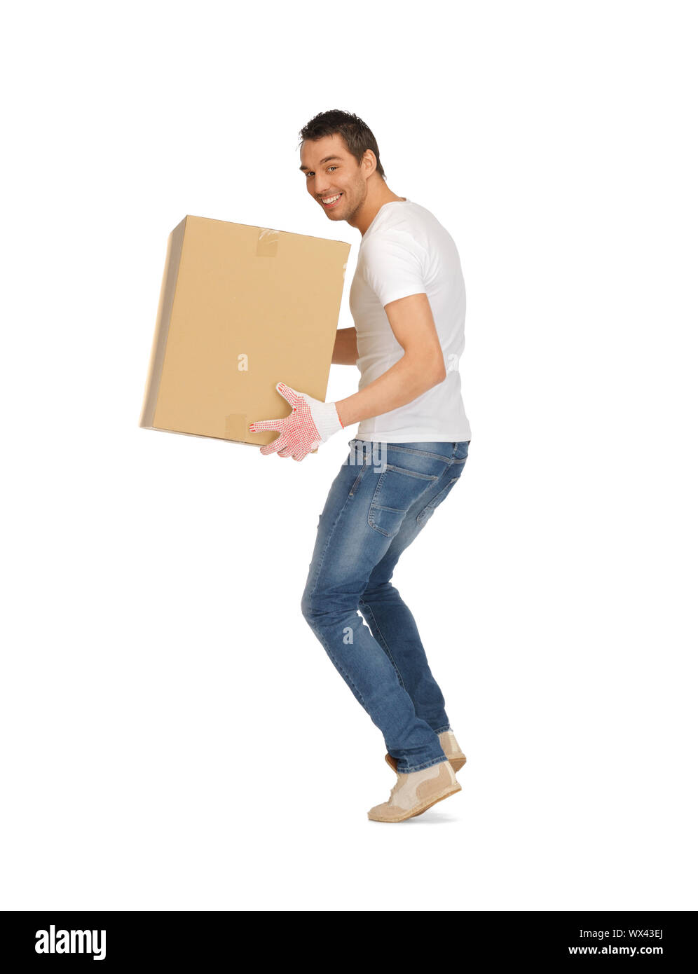 picture of handsome man with big box Stock Photo - Alamy
