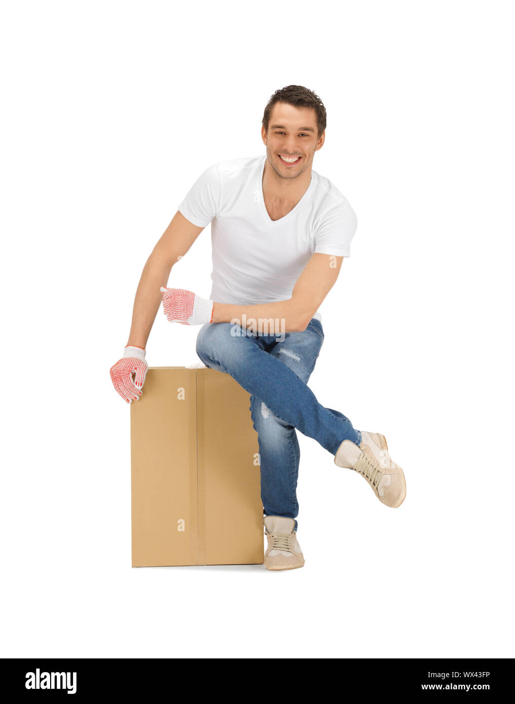 picture of handsome man with big box Stock Photo - Alamy