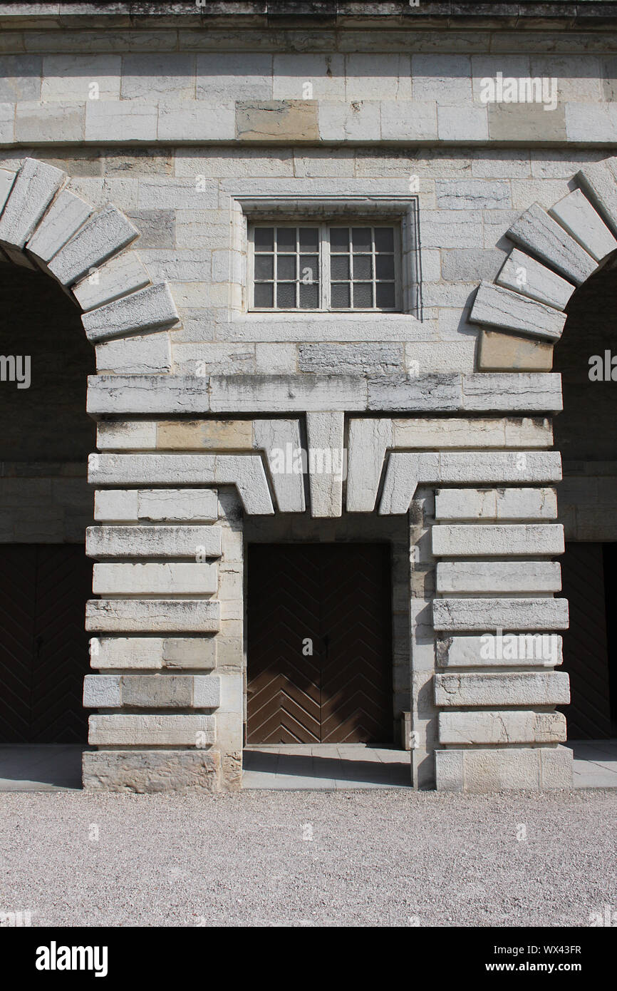 Architectural detail of a building designed by Ledoux at the Saline ...