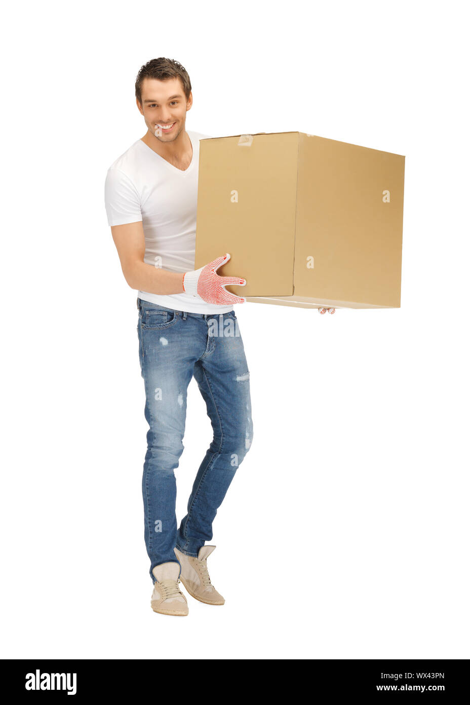 picture of handsome man with big box Stock Photo - Alamy