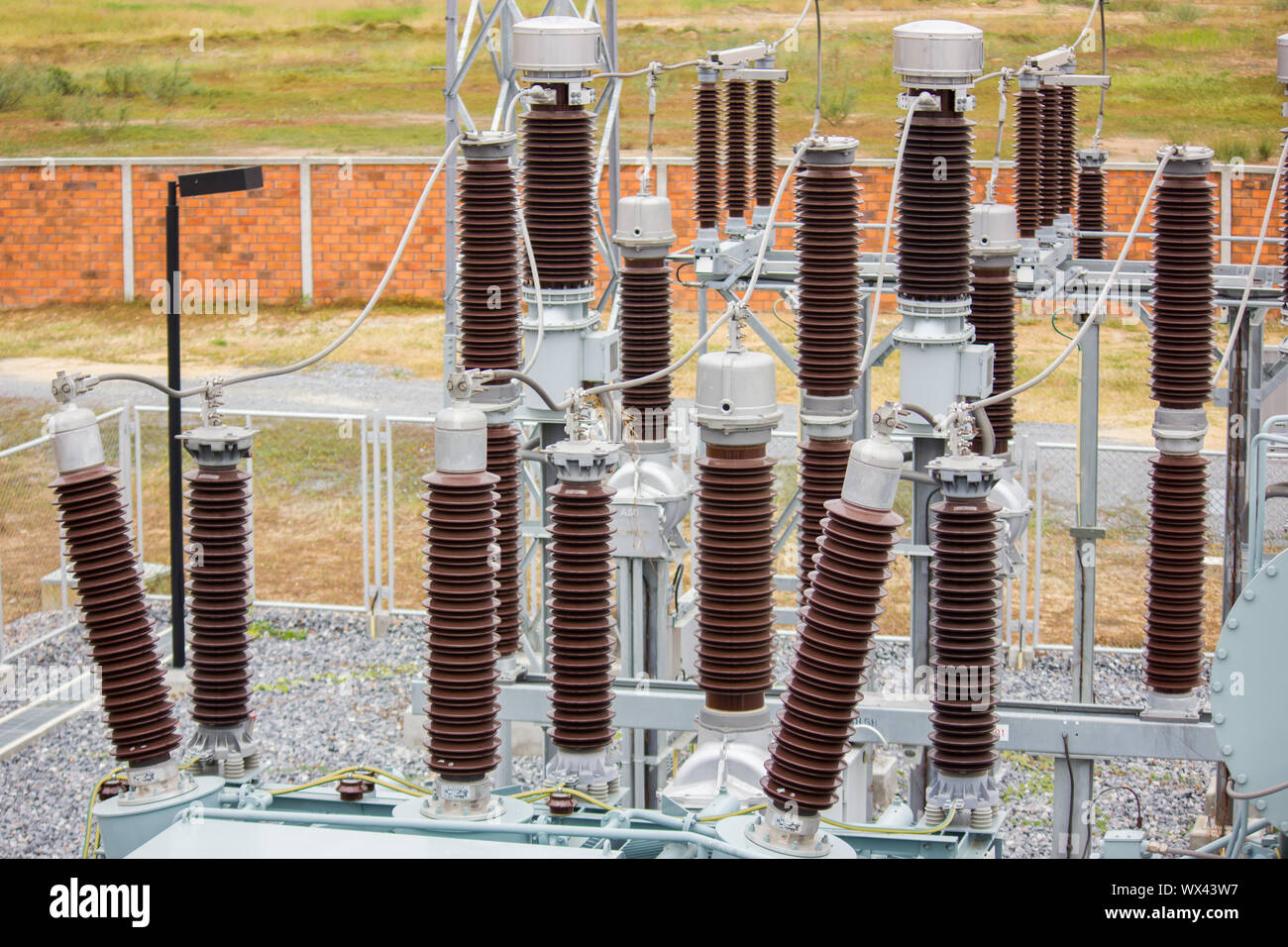 Group of Insulator Copper Bar of Substation in Solar Plant Industrial ...