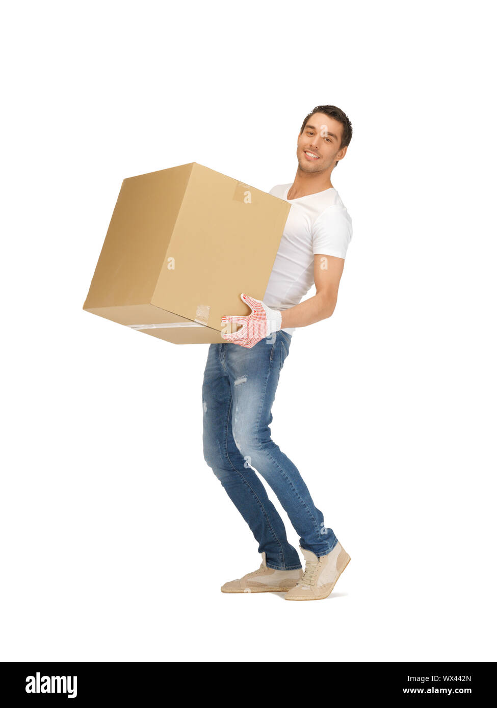 picture of handsome man with big box Stock Photo - Alamy