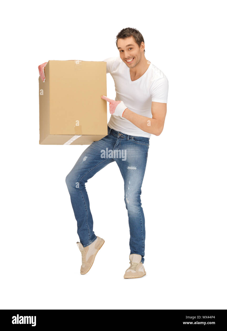 picture of handsome man with big box Stock Photo - Alamy