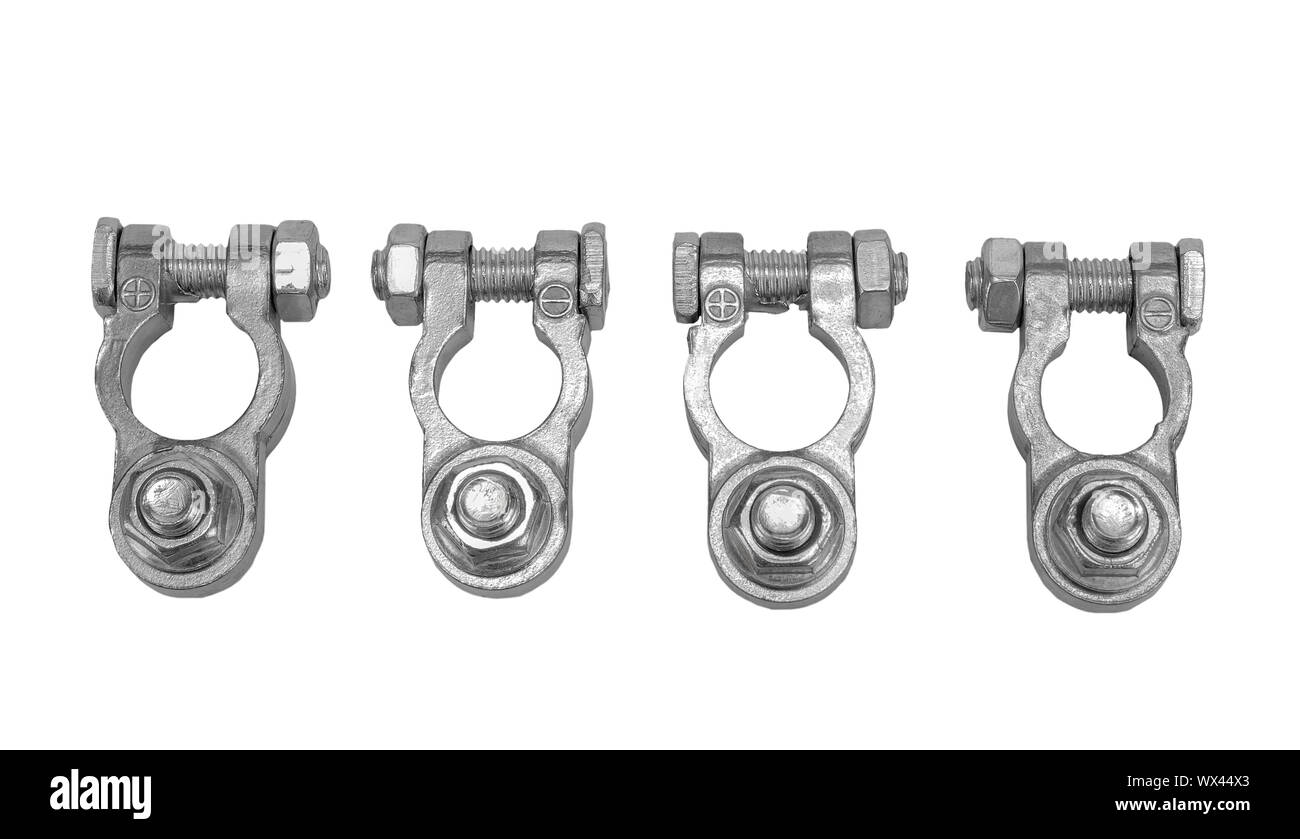 Four terminal connector of car battery Stock Photo - Alamy