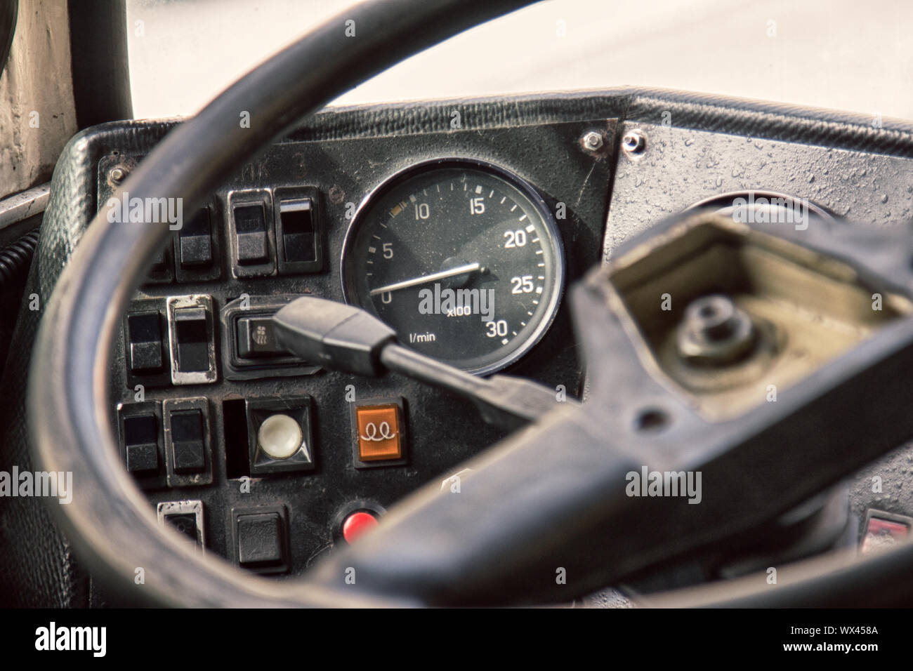 cabin control old vintage bus Stock Photo - Alamy