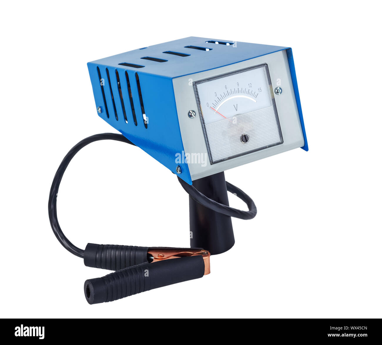 Analog car battery tester, power test load fork Stock Photo - Alamy