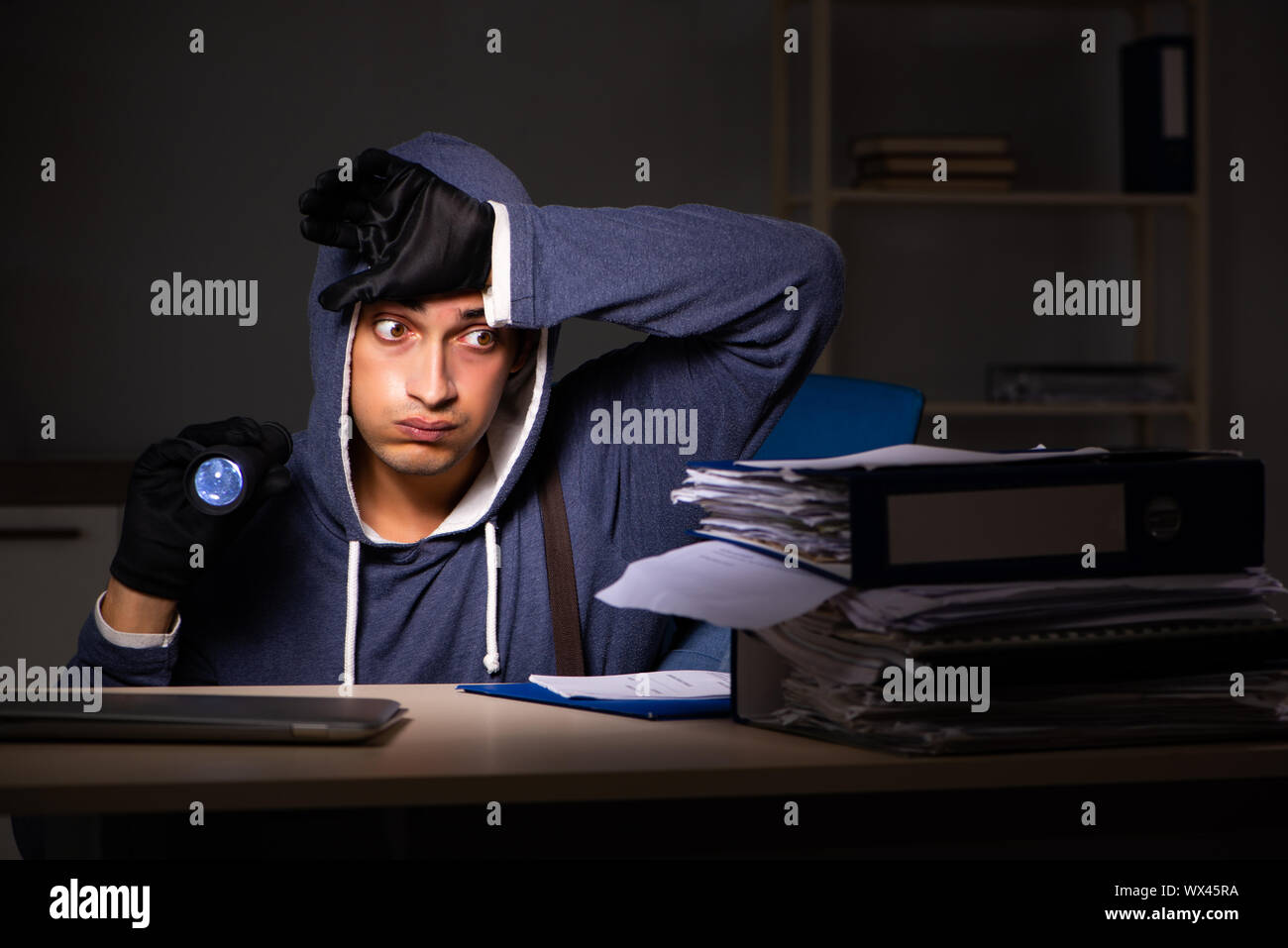 The thief trying to steal personal data in identity theft concept Stock ...
