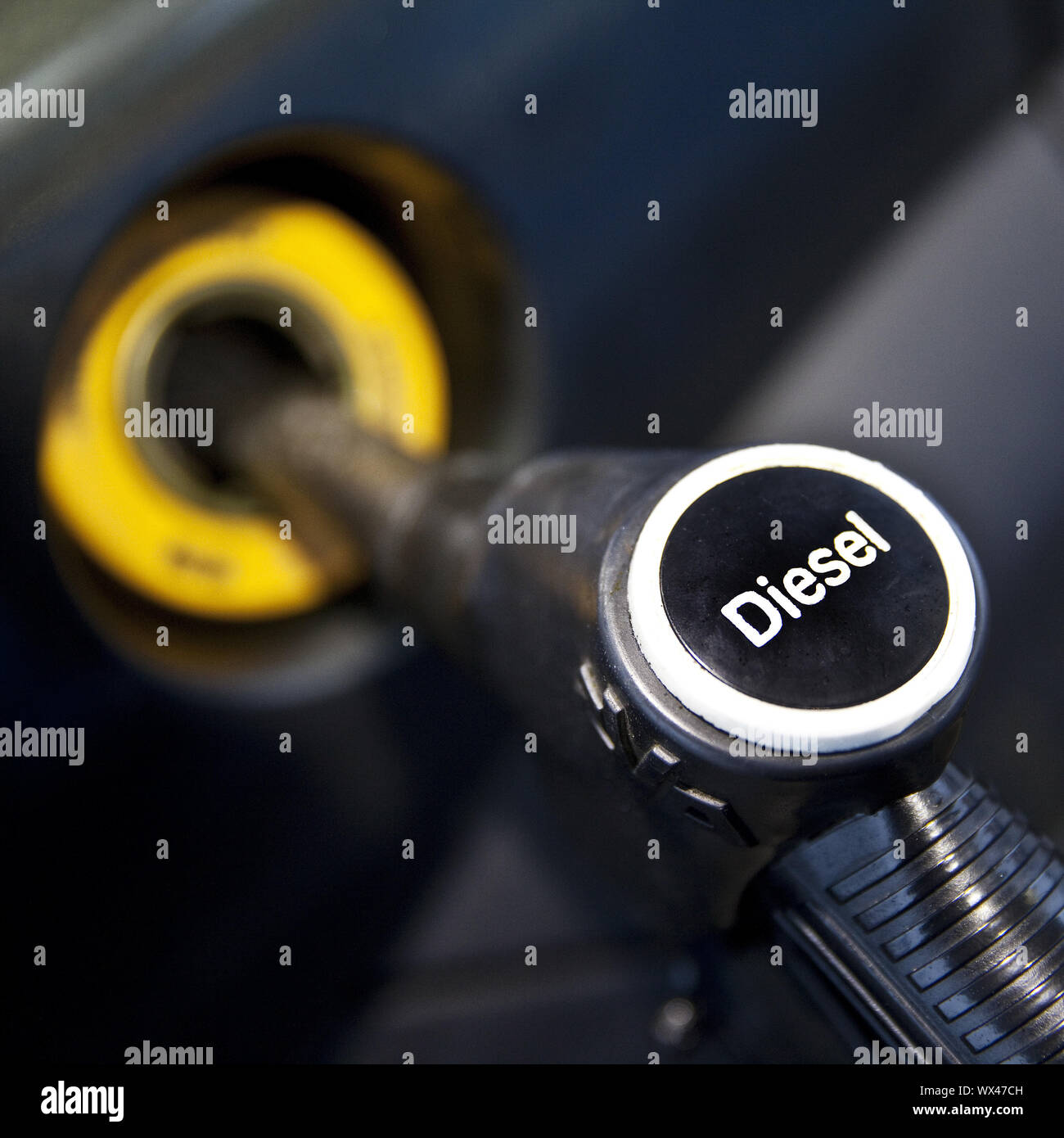 Car is refuelled with diesel at the filling station, symbolic image ...