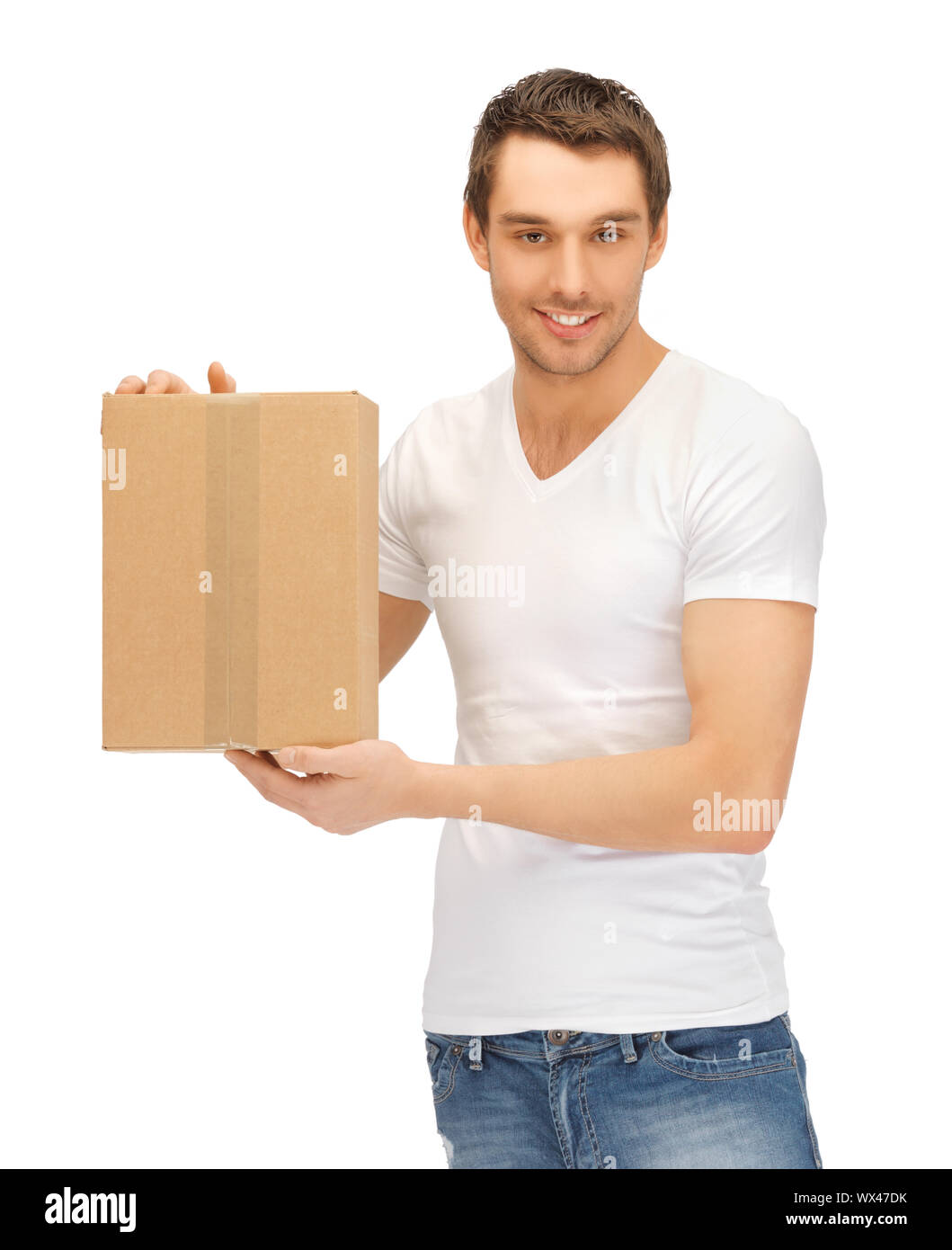 picture of handsome man with big box Stock Photo - Alamy