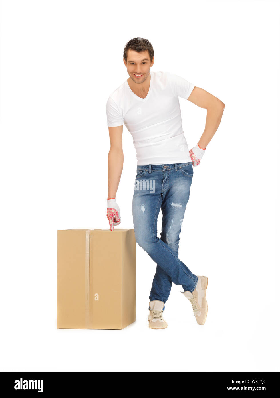 picture of handsome man with big box Stock Photo - Alamy