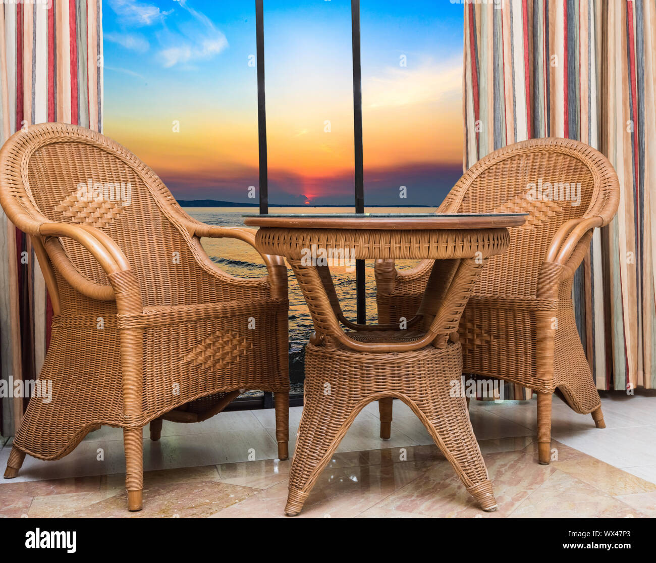 sunset view from the hotel room window Stock Photo - Alamy