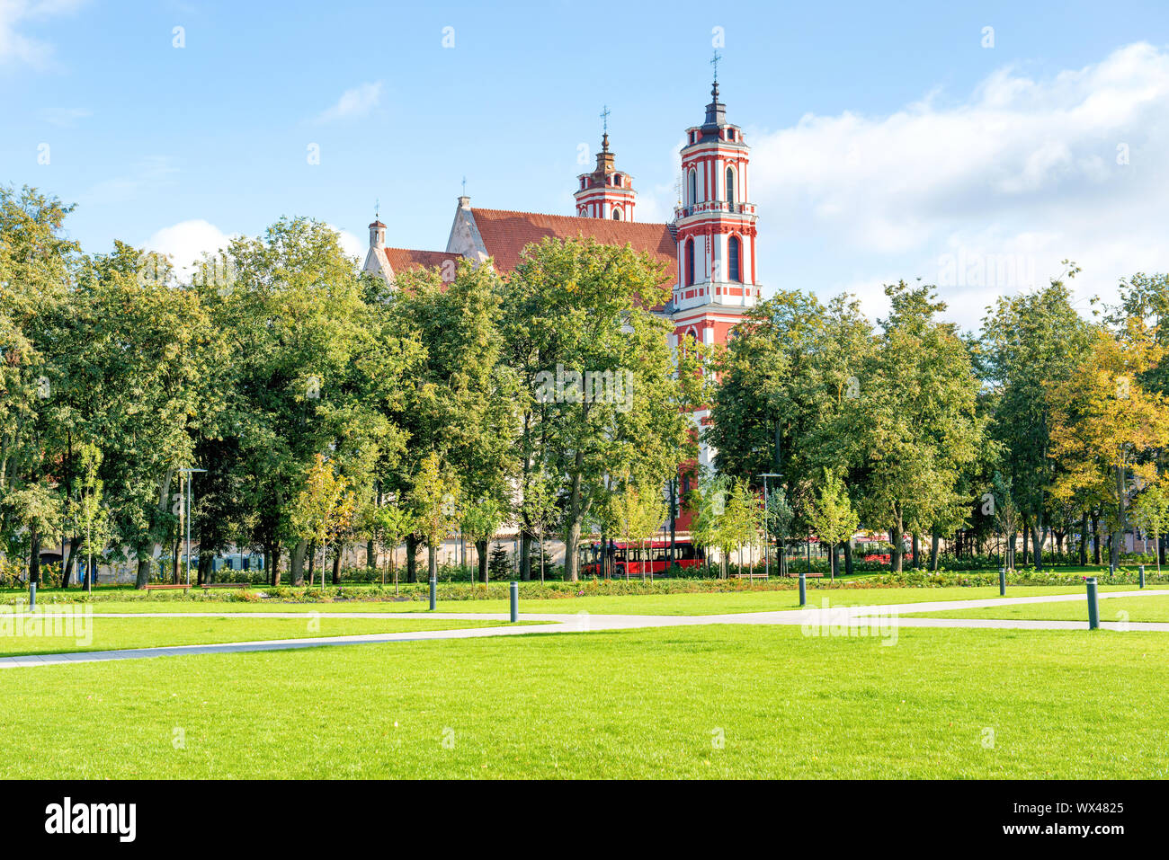 Park with grass and cathedral Stock Photo - Alamy