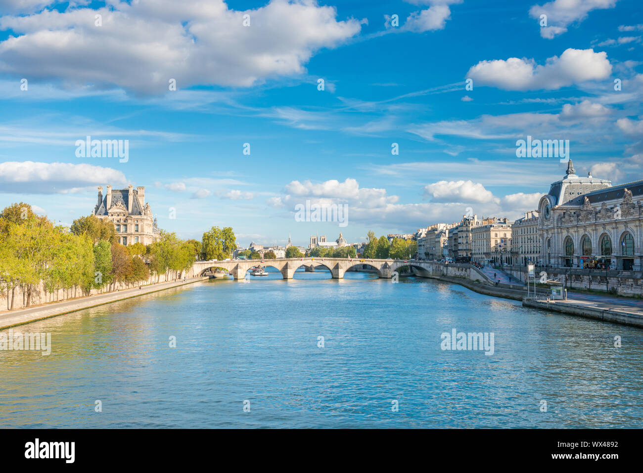 Paris cityscape with view over Seine river Stock Photo - Alamy