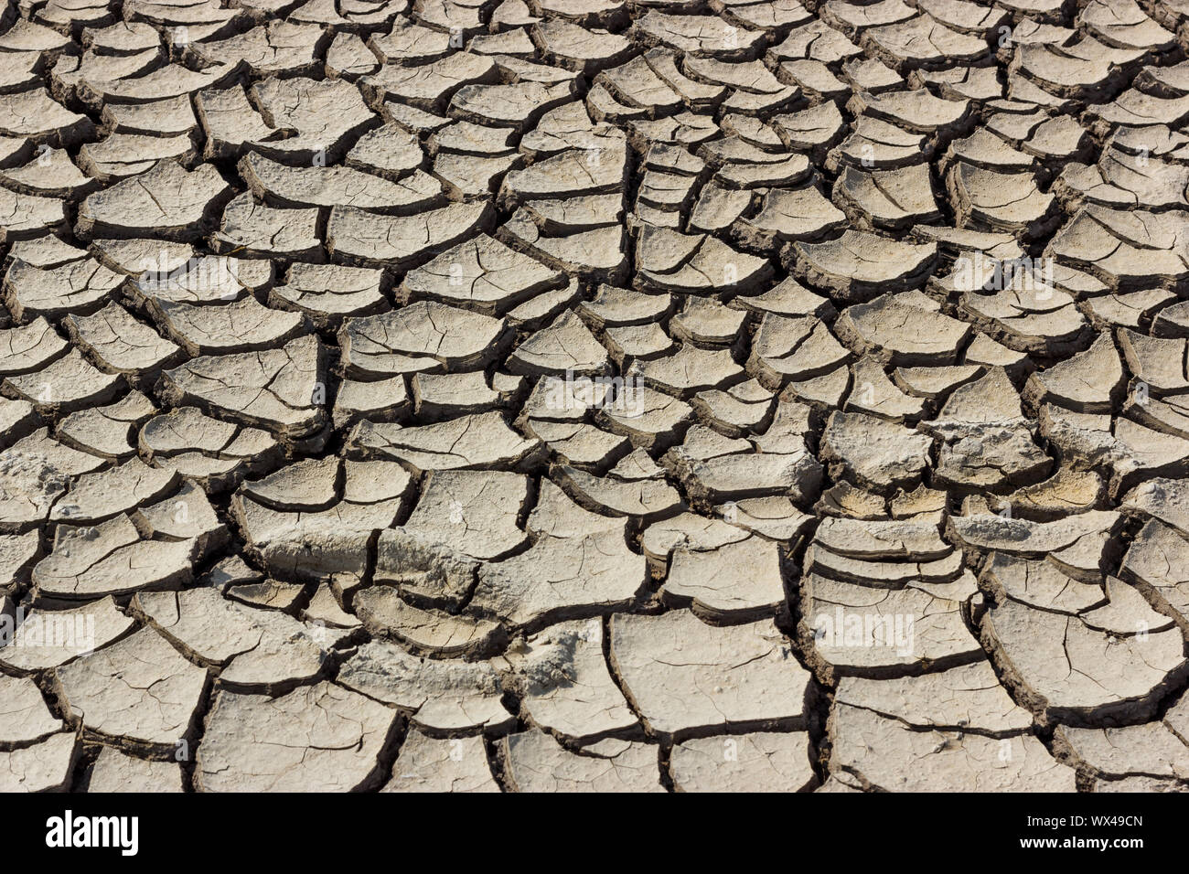 Footprint trail on Drought and Cracked Earth Land with no Plant ...