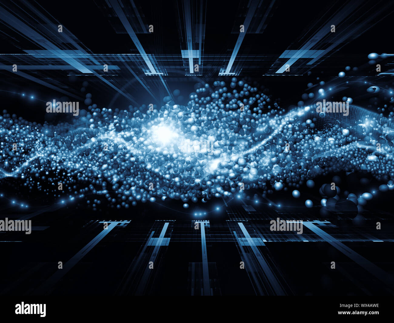 Abstract arrangement of atomic particles in space suitable as ...