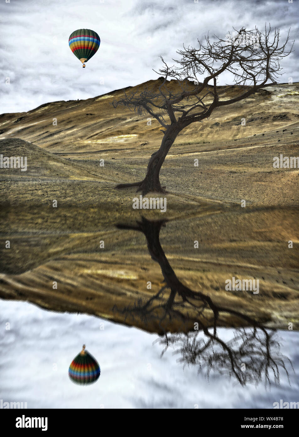 Composing: Tree and balloon Stock Photo - Alamy