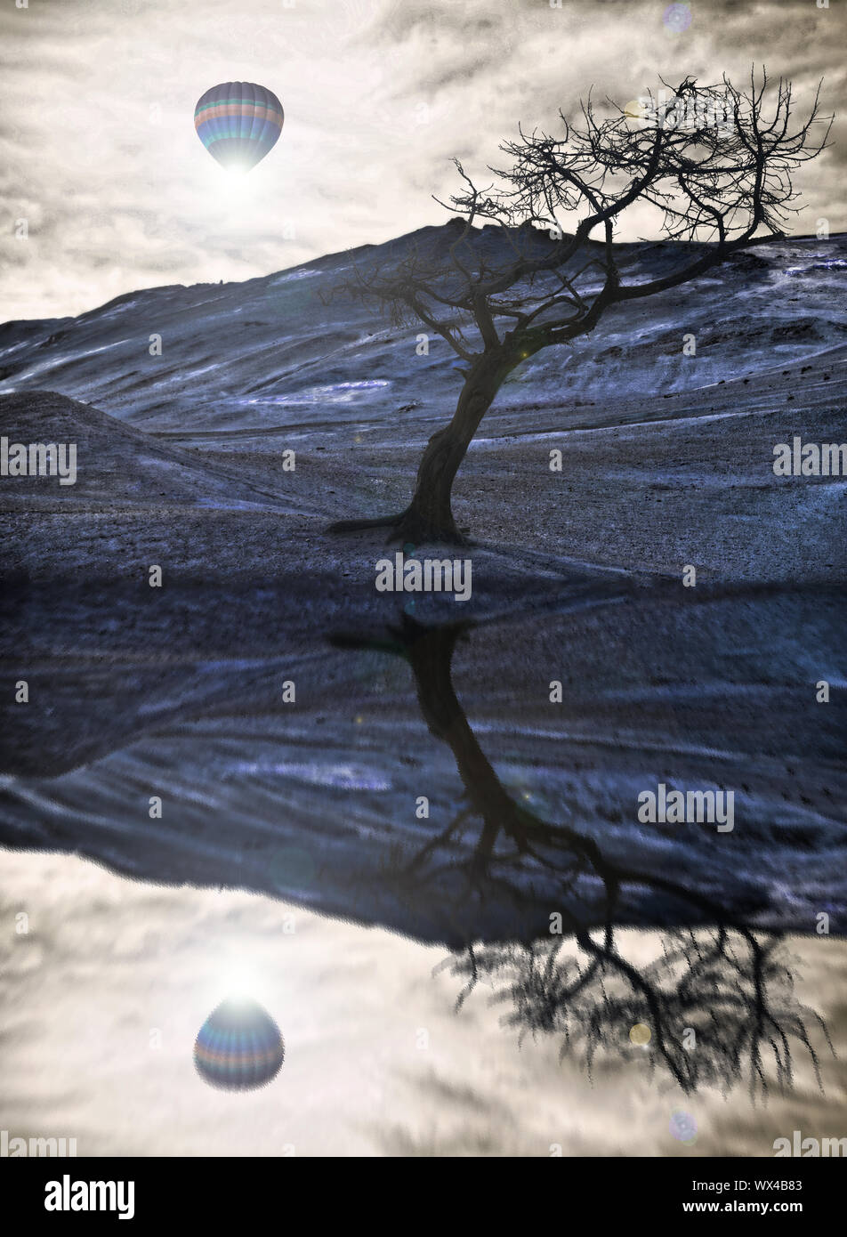 Composing: Tree and balloon Stock Photo - Alamy