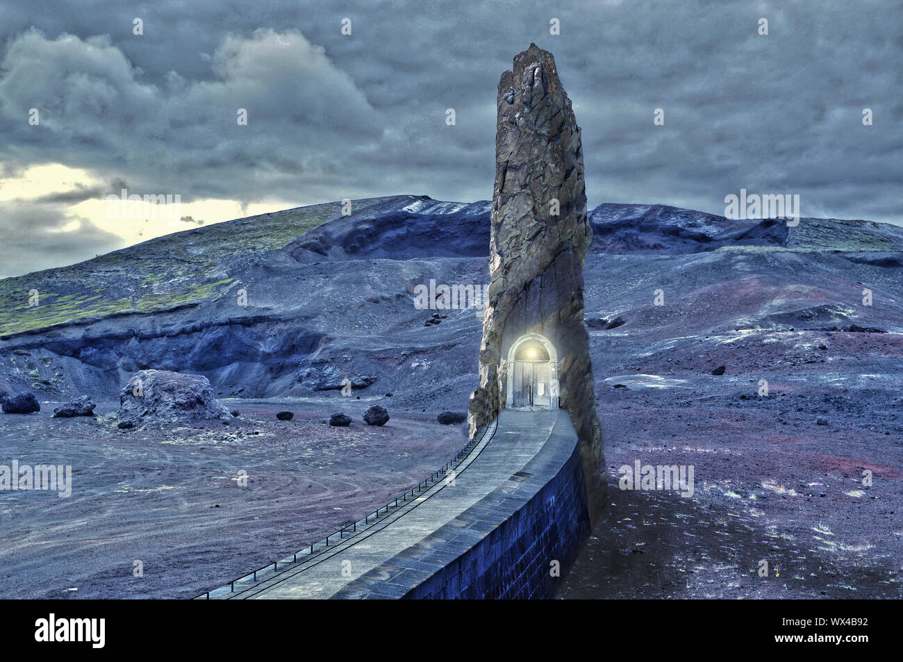 Composing: Rock tower with Path and ddor Stock Photo - Alamy