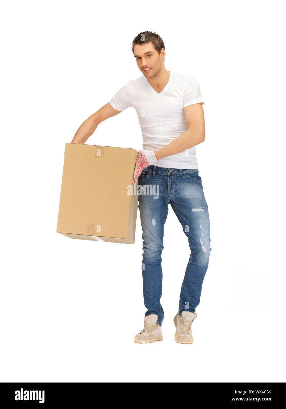 picture of handsome man with big box Stock Photo - Alamy