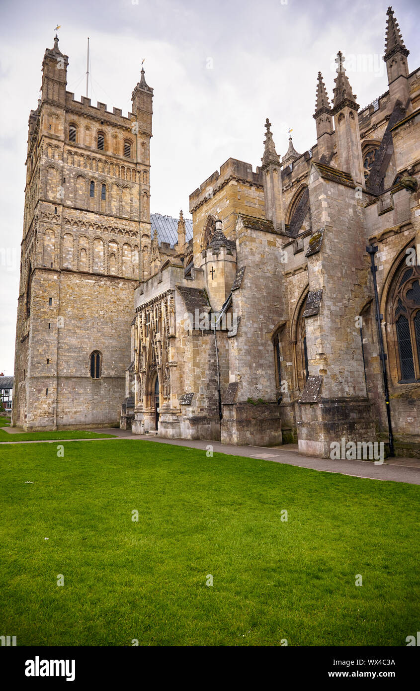 The North side of Exeter Cathedral. Exeter. Devon. England Stock Photo ...