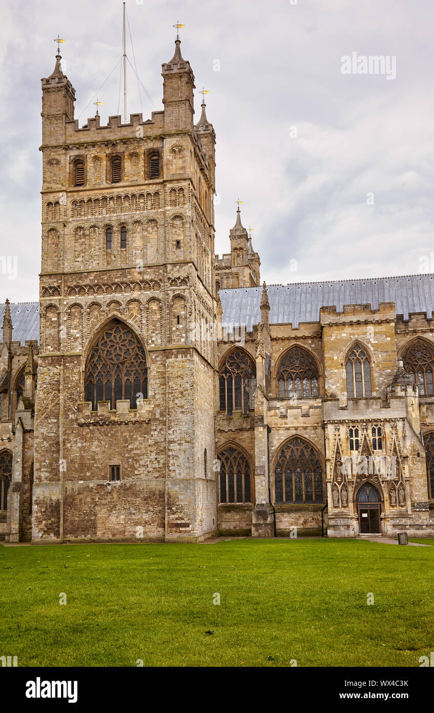 The North Tower of Exeter Cathedral. Exeter. Devon. England Stock Photo ...