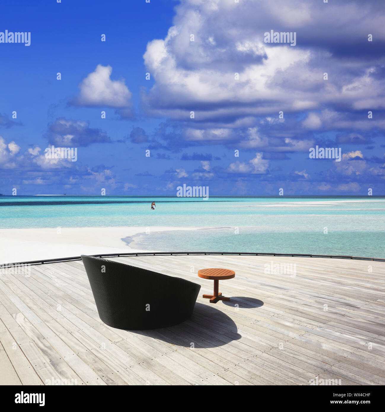 Beautiful beach terrace in the Maldives Stock Photo - Alamy