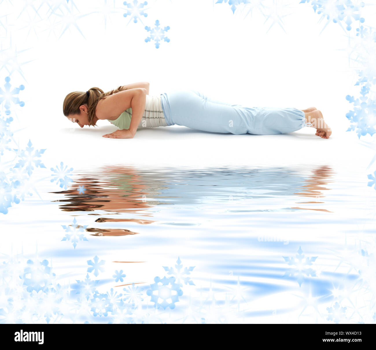 sporty girl practicing chaturanga dandasana four-limbed staff pose ...