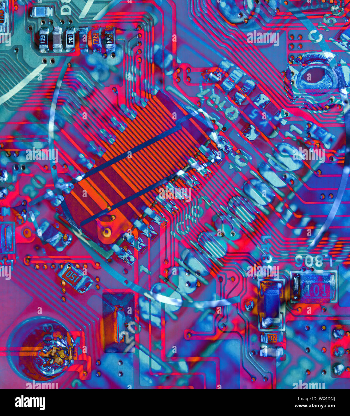 Abstract pattern with circuit board electronic elements Stock Photo - Alamy