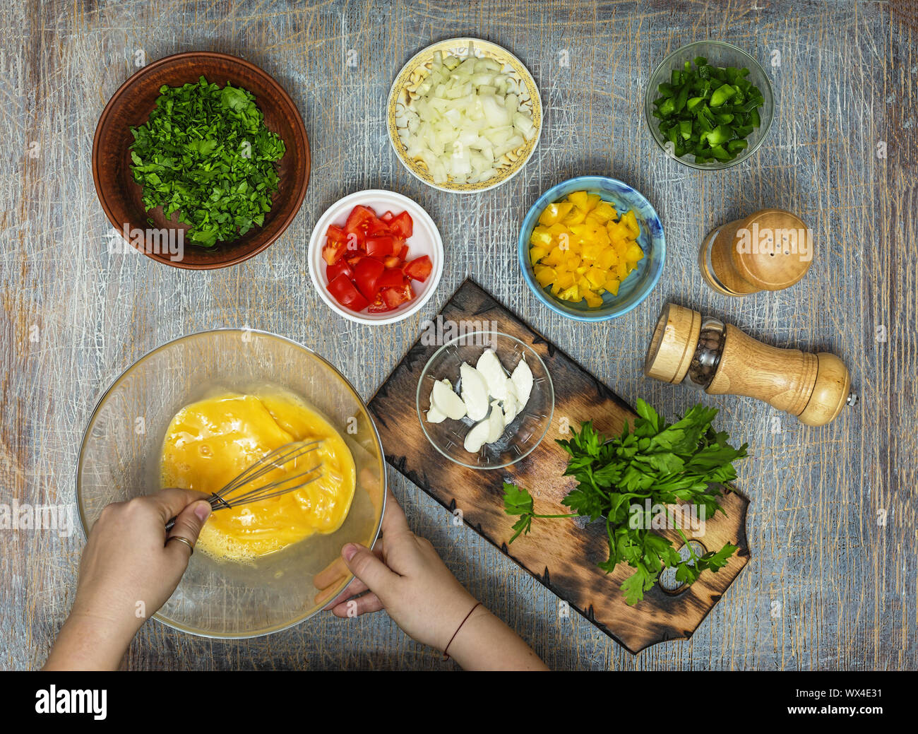 frittata , healthy table recipe cuisine lunch, top view Stock Photo - Alamy