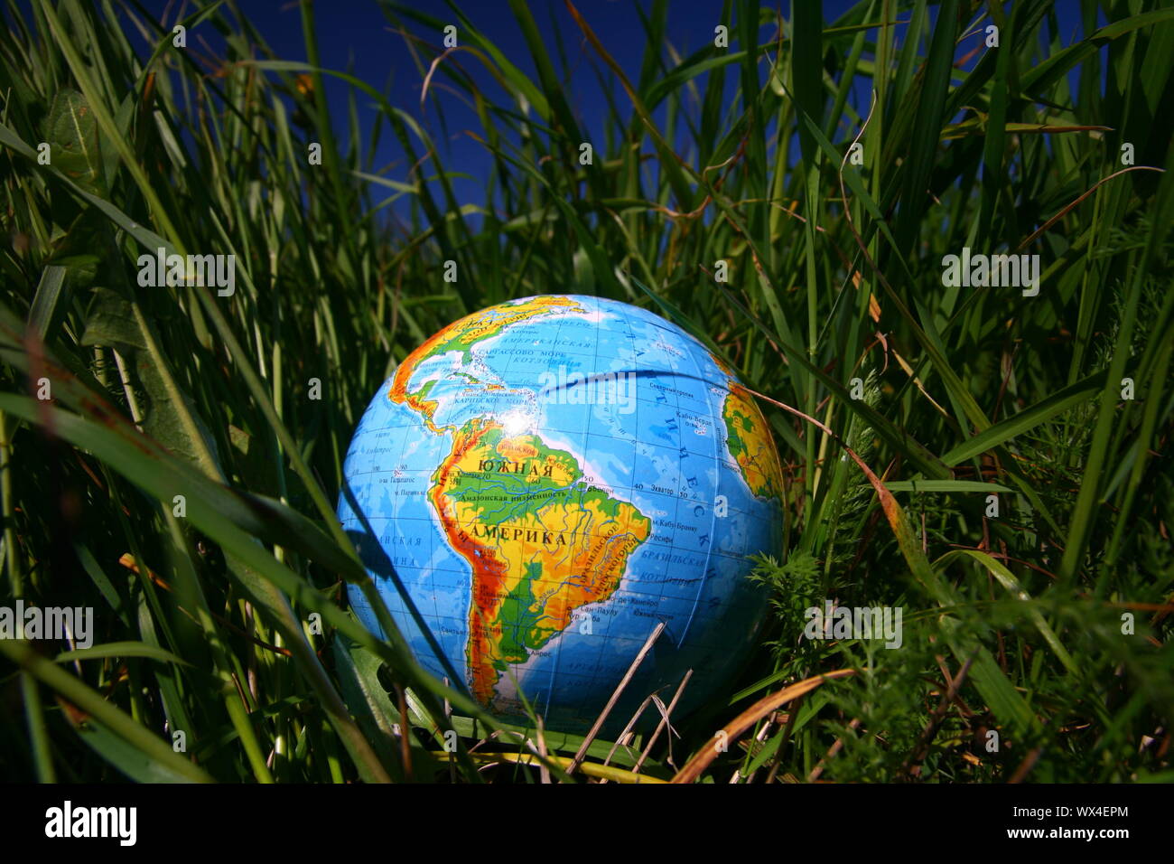 globe of planet earth in green grass Stock Photo - Alamy