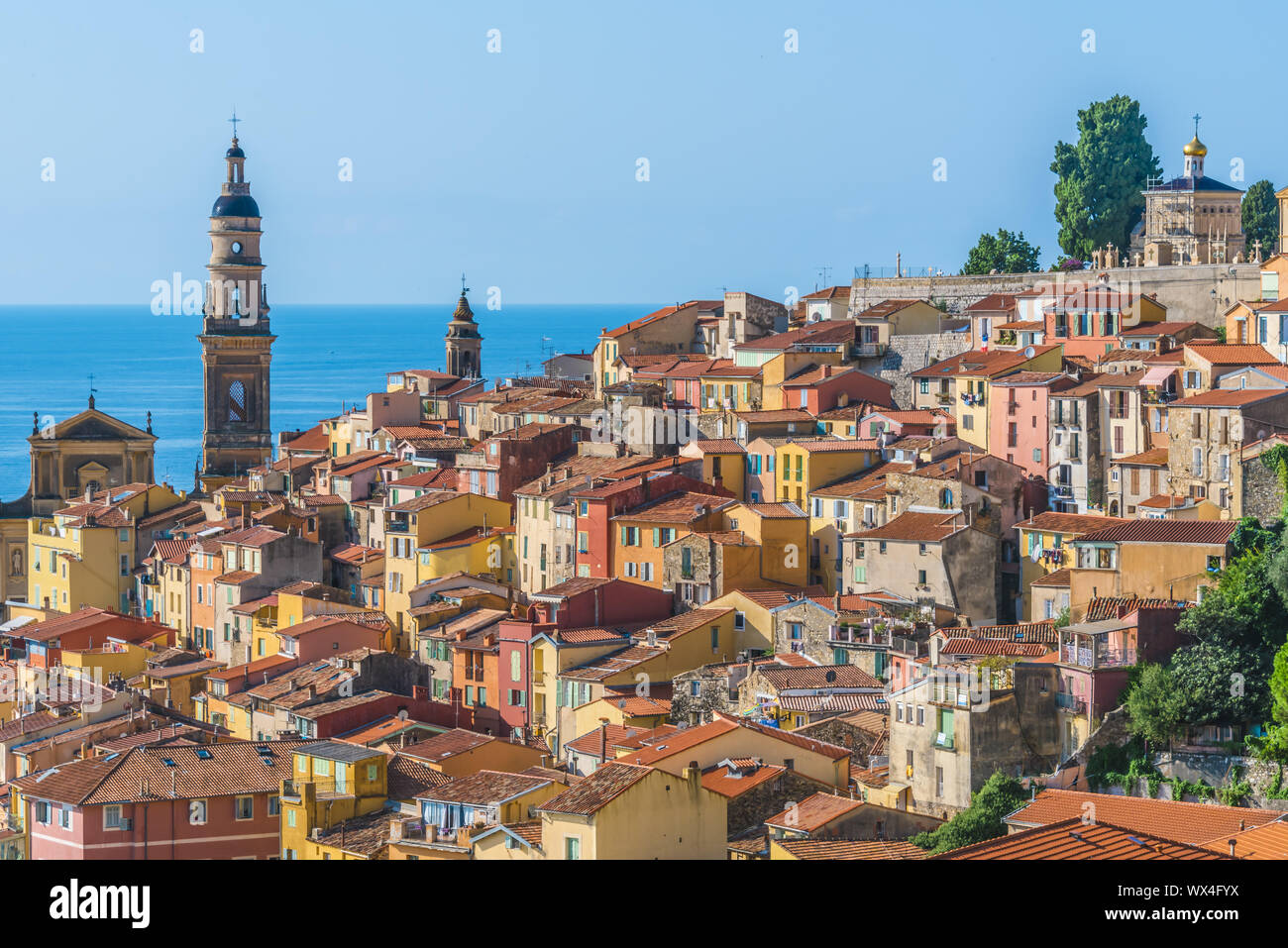 Old town architecture of Menton on French Riviera Stock Photo - Alamy
