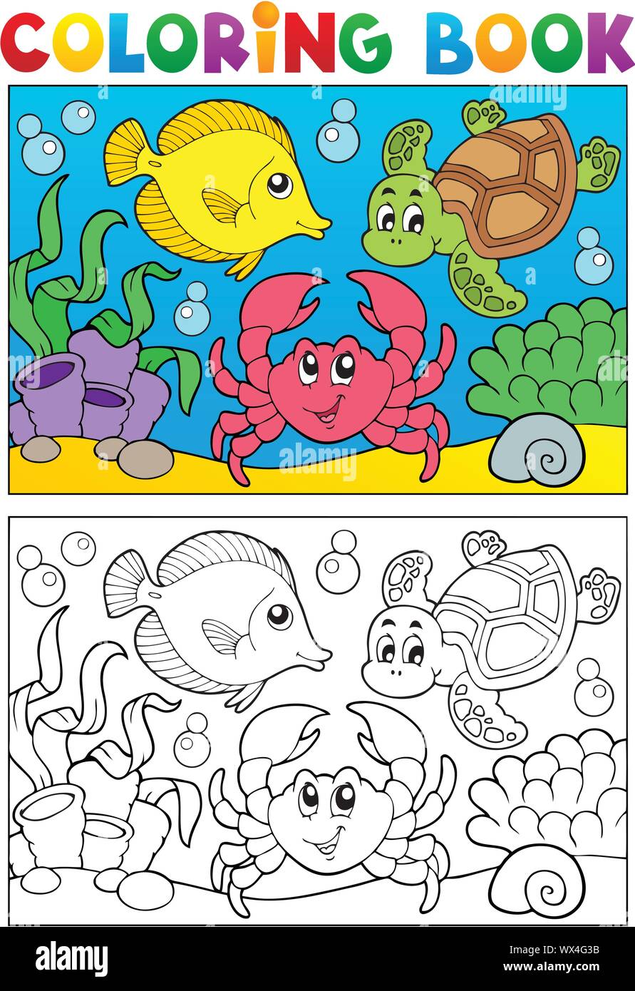 Coloring book with marine animals 5 Stock Vector Image & Art - Alamy