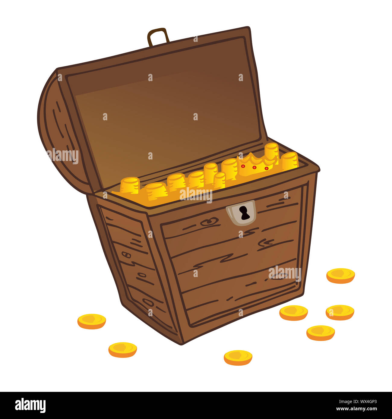 Illustration treasure chest coins Cut Out Stock Images & Pictures - Alamy