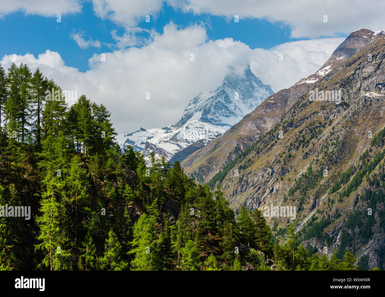 Summer Matterhorn Alps mountain, Swiss Stock Photo - Alamy