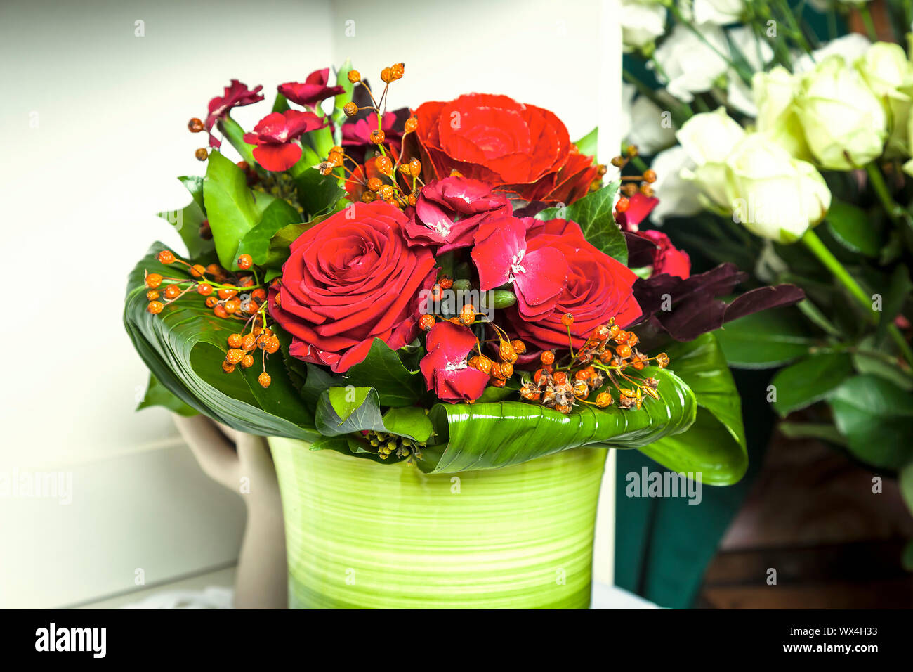 An image of a nice bouquet with red roses Stock Photo - Alamy